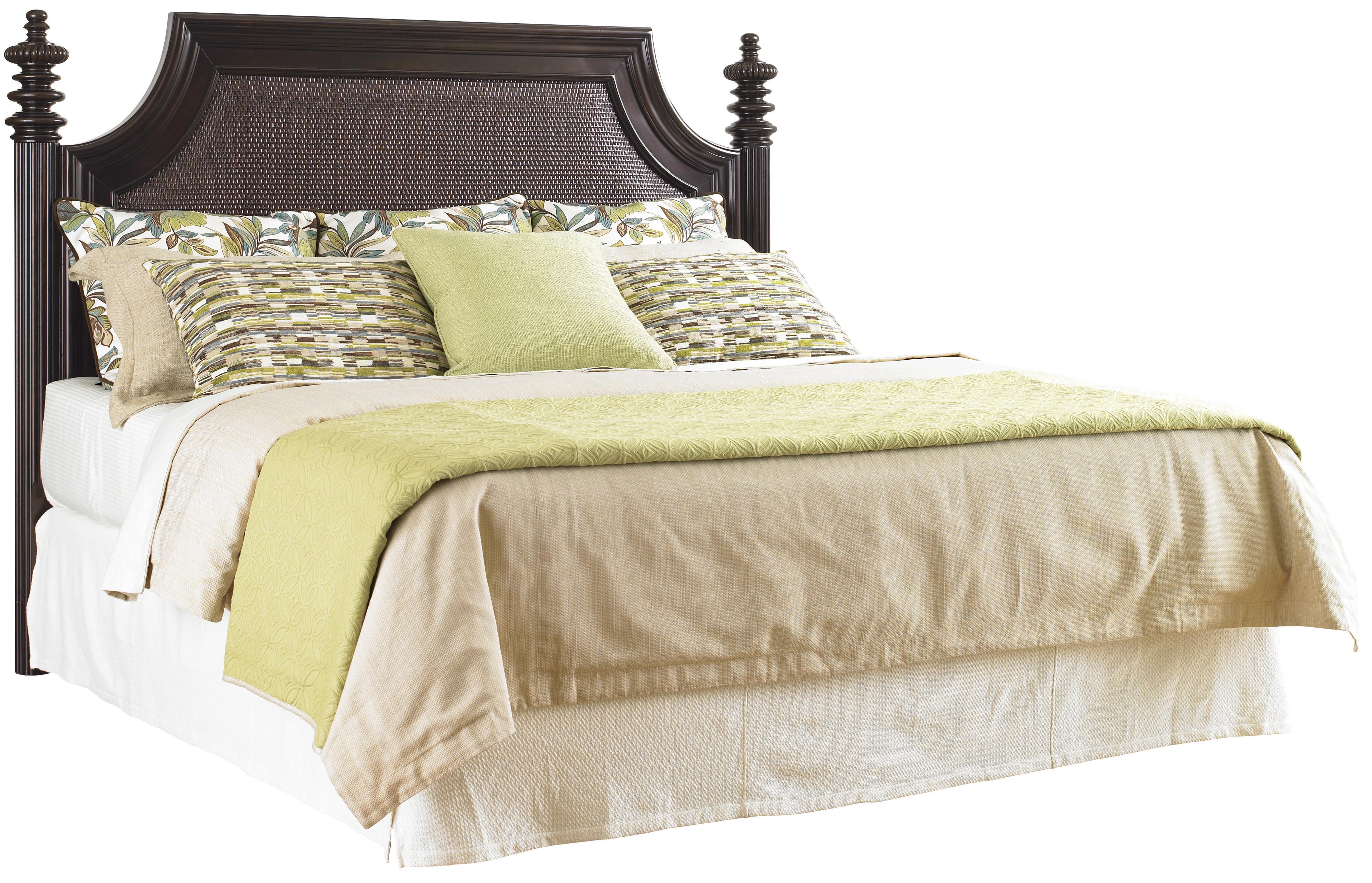 Tommy Bahama Home Royal Kahala 537 133HB Queen Size Harbour Point Headboard with Rattan Panel Stuckey Furniture Headboards